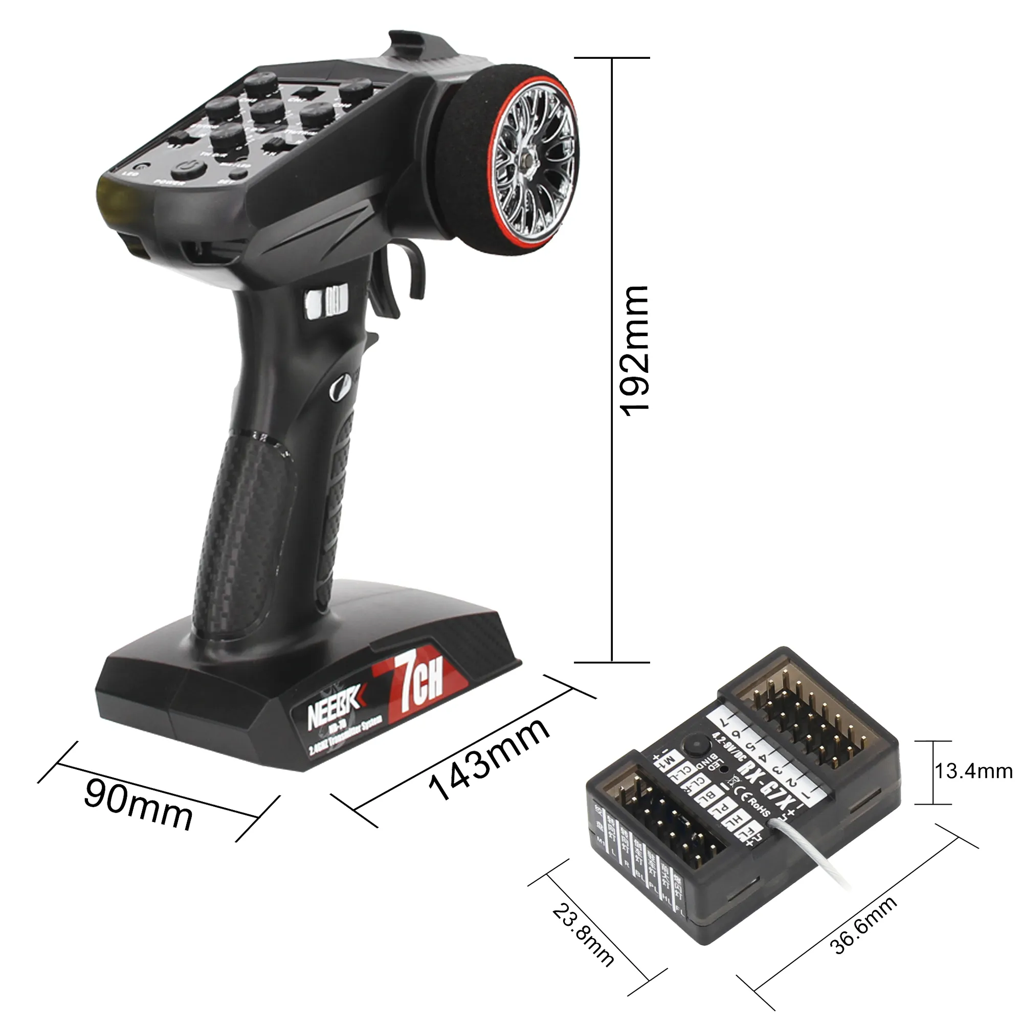 NEEBRC 7CH rc transmitter and receiver with Built-in...
