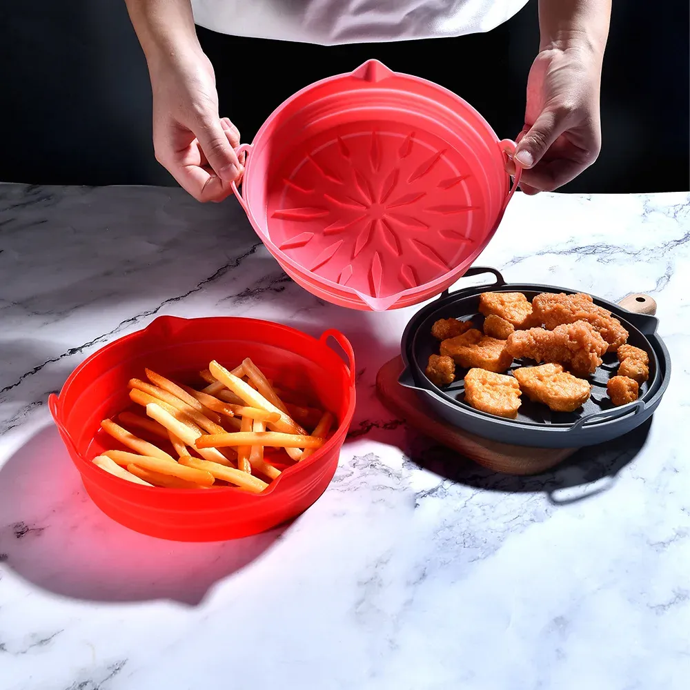 Foldable Silicone Basket for Air Fryer Oven Baking Tray Pan Liner, Heat ...