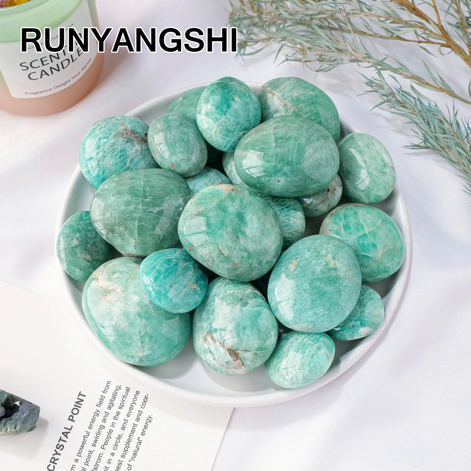 Natural Amazonite Palm Stone - Healing Crystal, Worry Stone, Pocket Gemstone for Reiki ...