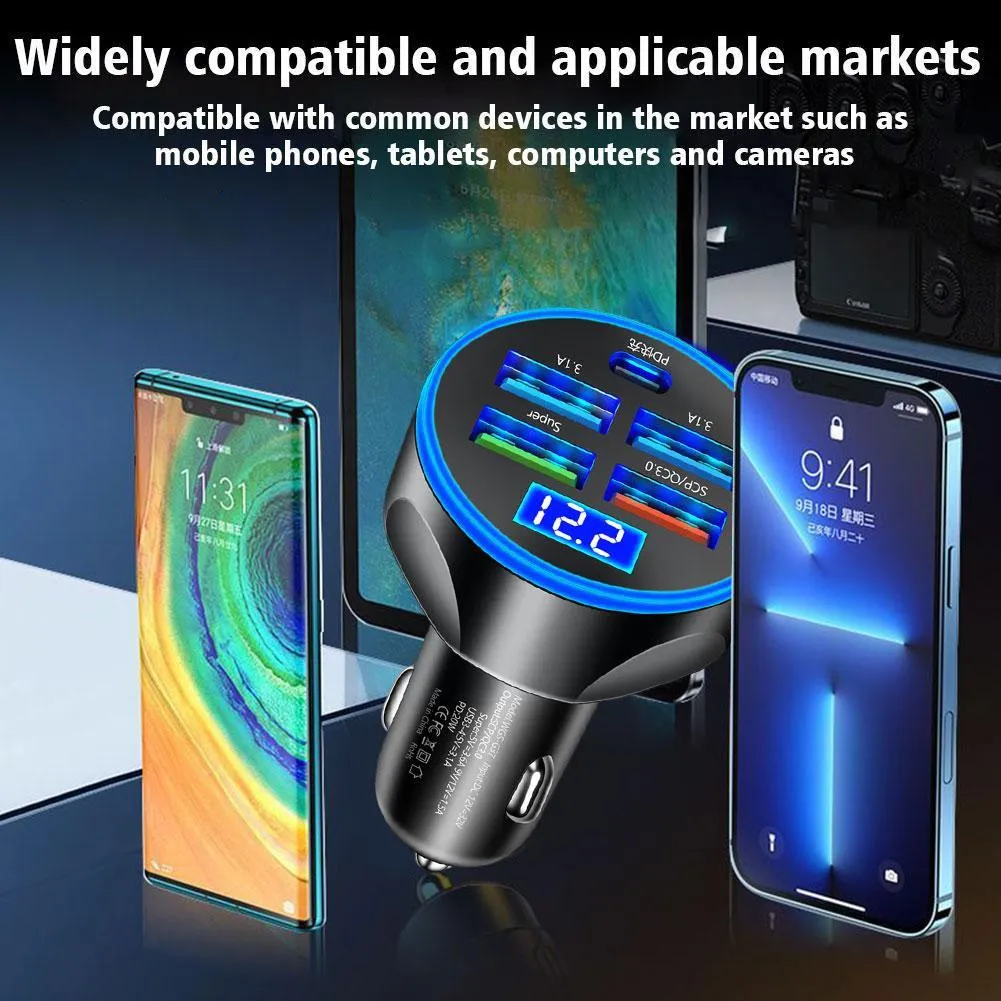 4-Port Type-C Car Charger: 250W PD Fast Charging for Multiple Devices ...