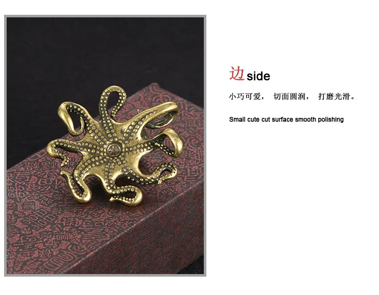 Solid Brass Octopus Figurines Miniature Desktop Ornaments For Home ...
