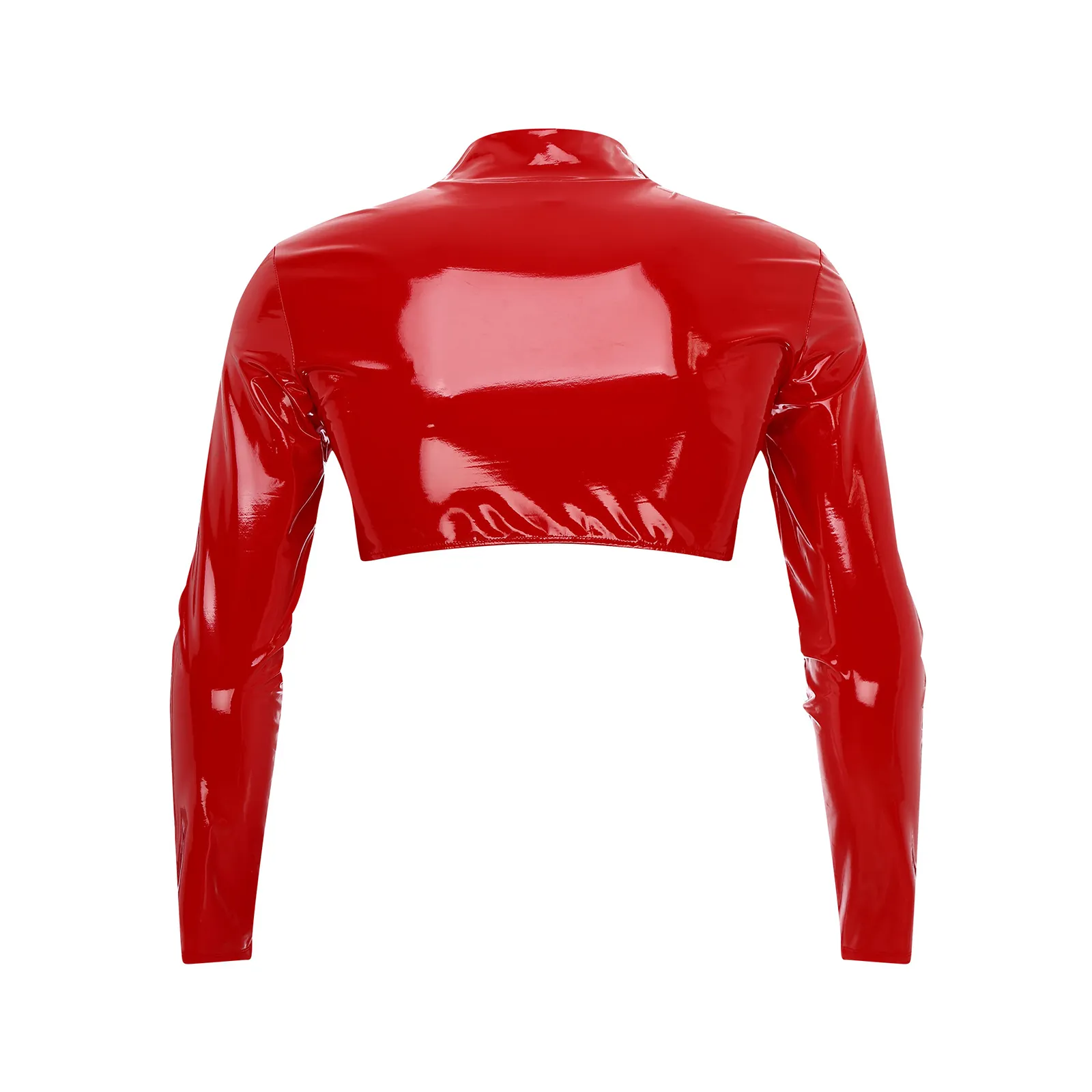 Mens Patent Leather Crop Top Front Zipper Slim Long... From Ddmylucky ...
