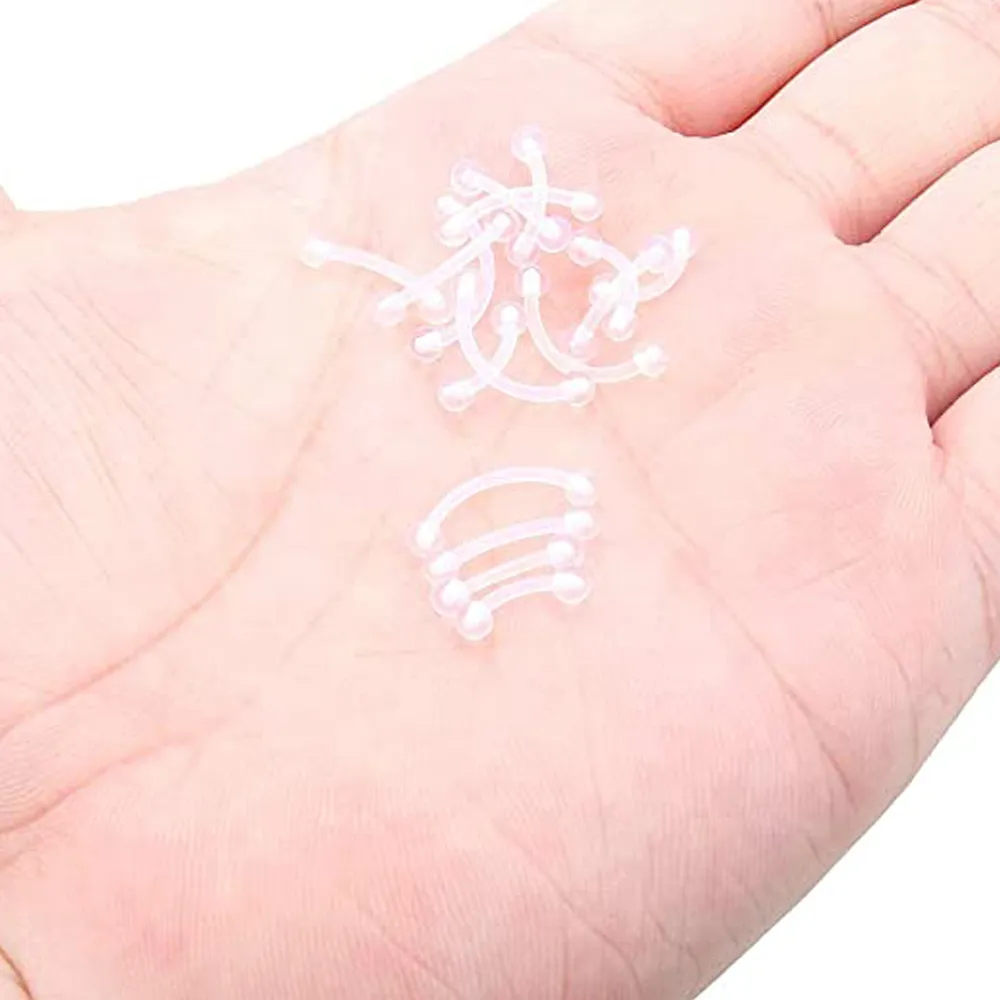 DHgate.com:16G Clear Bioplastic Curved Eyebrow Rings: Flexible ...