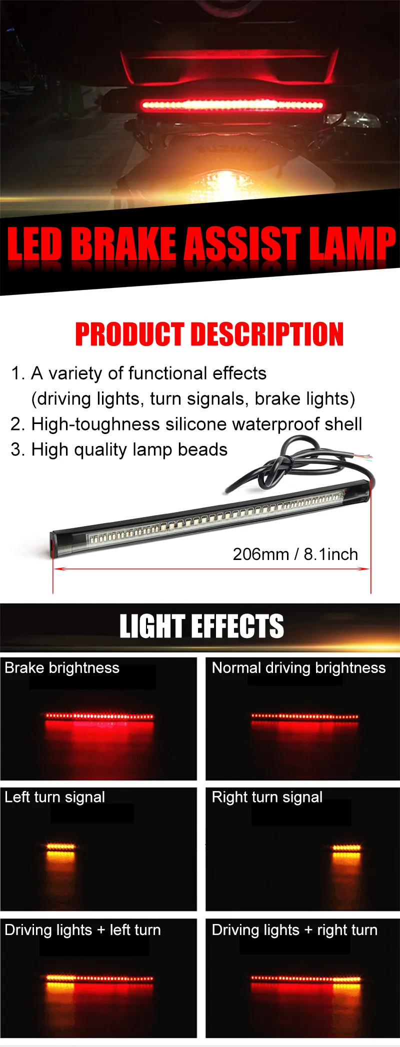 Universal Flexible 48 LED Strip: Versatile Signal Brake Light for ...