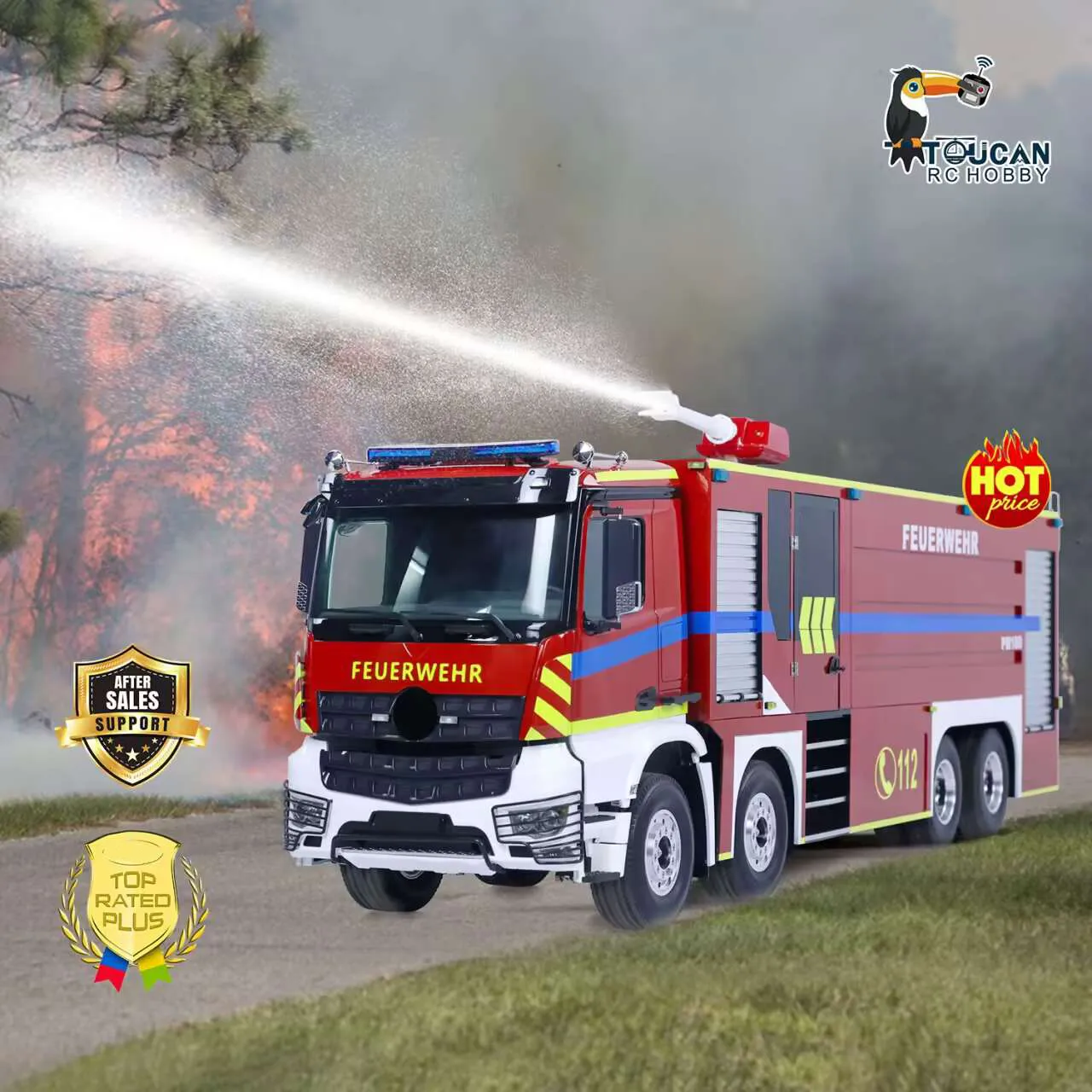 RC Fire Fighting Truck RTR Sprinkler Hybrid Vehicles 1/14 Scale, 8x4 ...