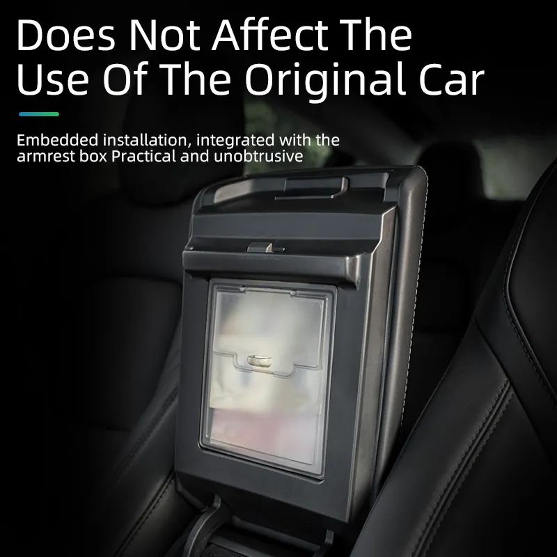 DHgate.com:Model 3/Y Center Console Organizer Black PU Leather Hidden ...