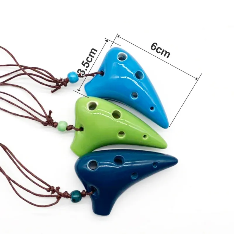 6-Hole Soprano Ocarina Necklace, Terracotta Clay Smoked Finish, Musical ...