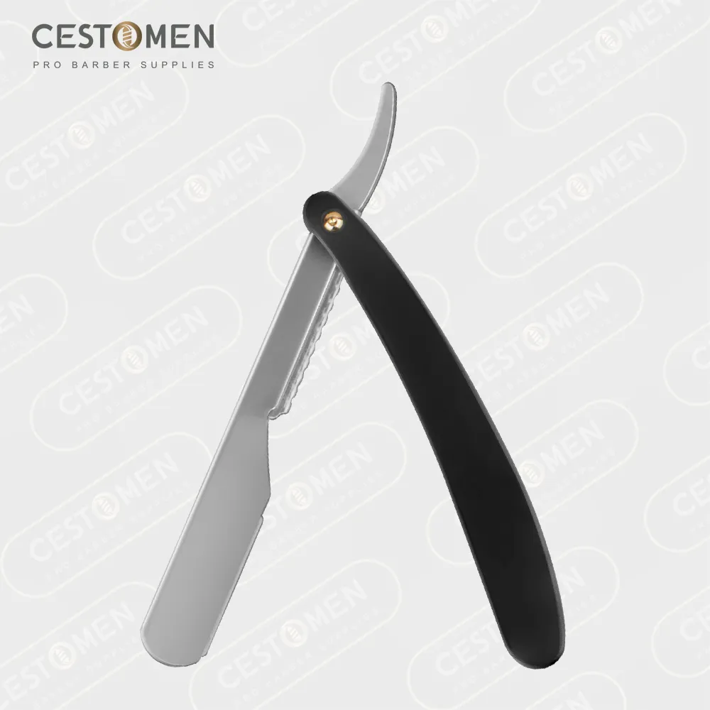 Classic Barber Razor - Folding Straight Edge Razor with Durable Black ...
