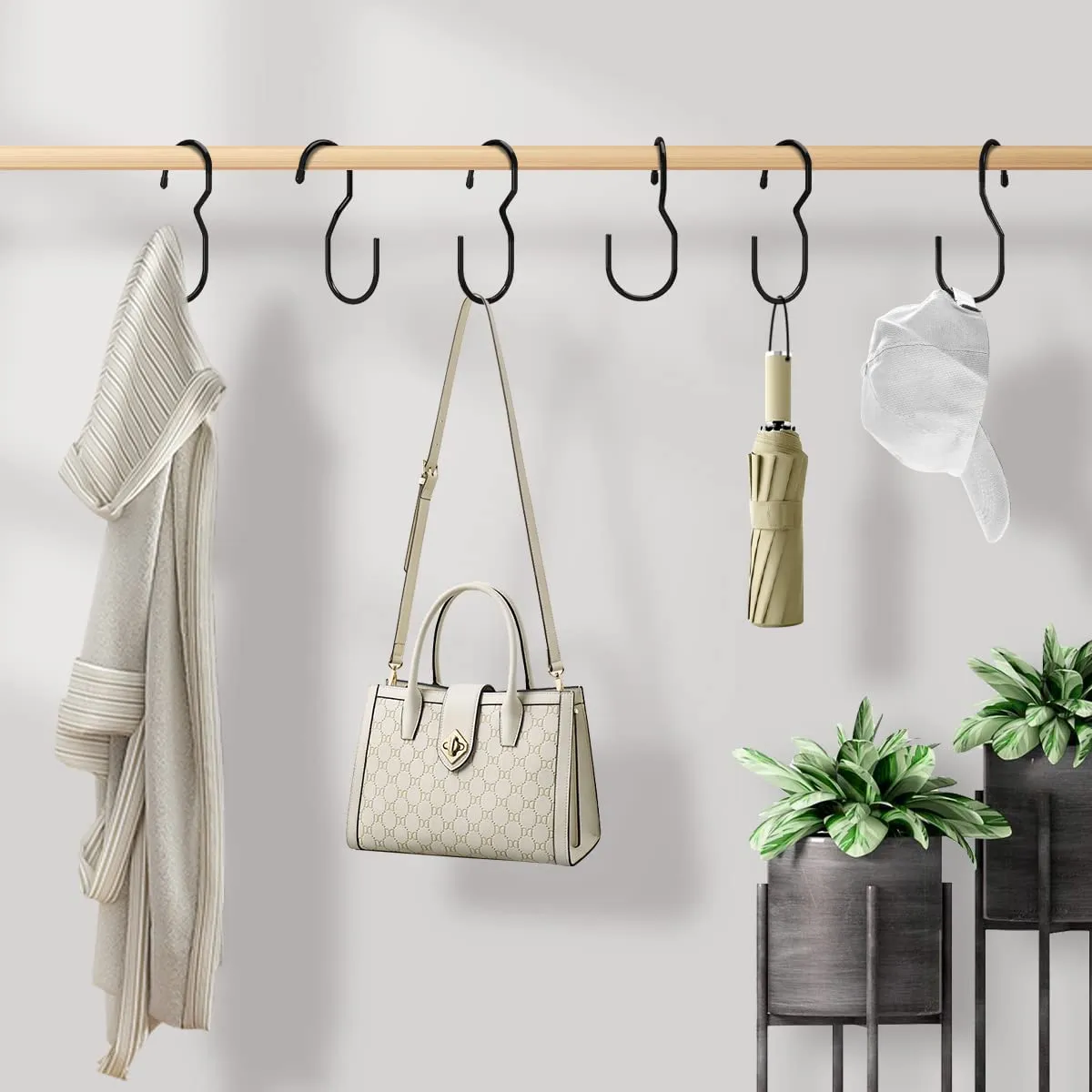 Metal Multi-Purpose Hooks Stainless Steel Twist Design Closet Organizer ...