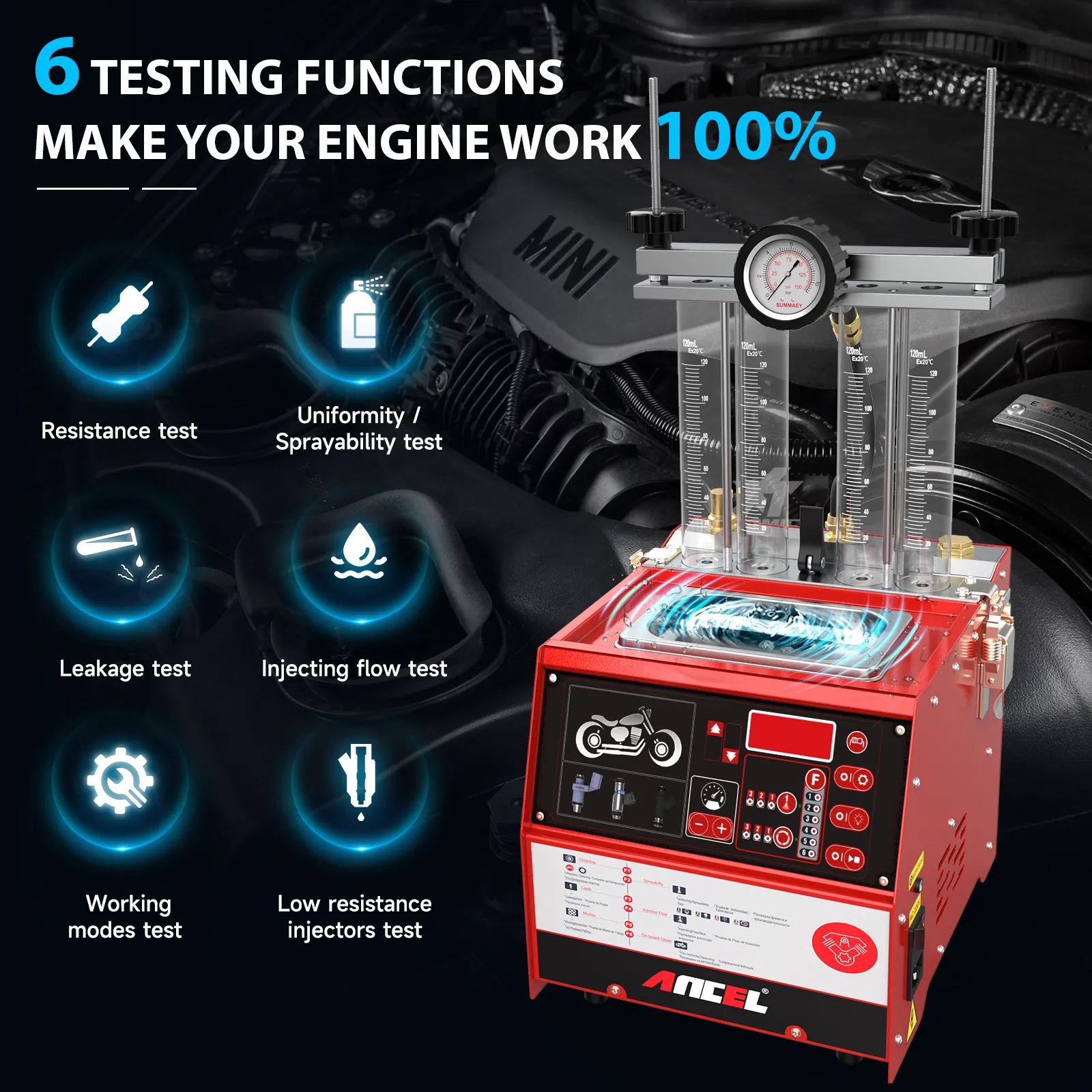 Fuel Injector Cleaner Spray & Pulse Tester Machine: Ultrasonic ...