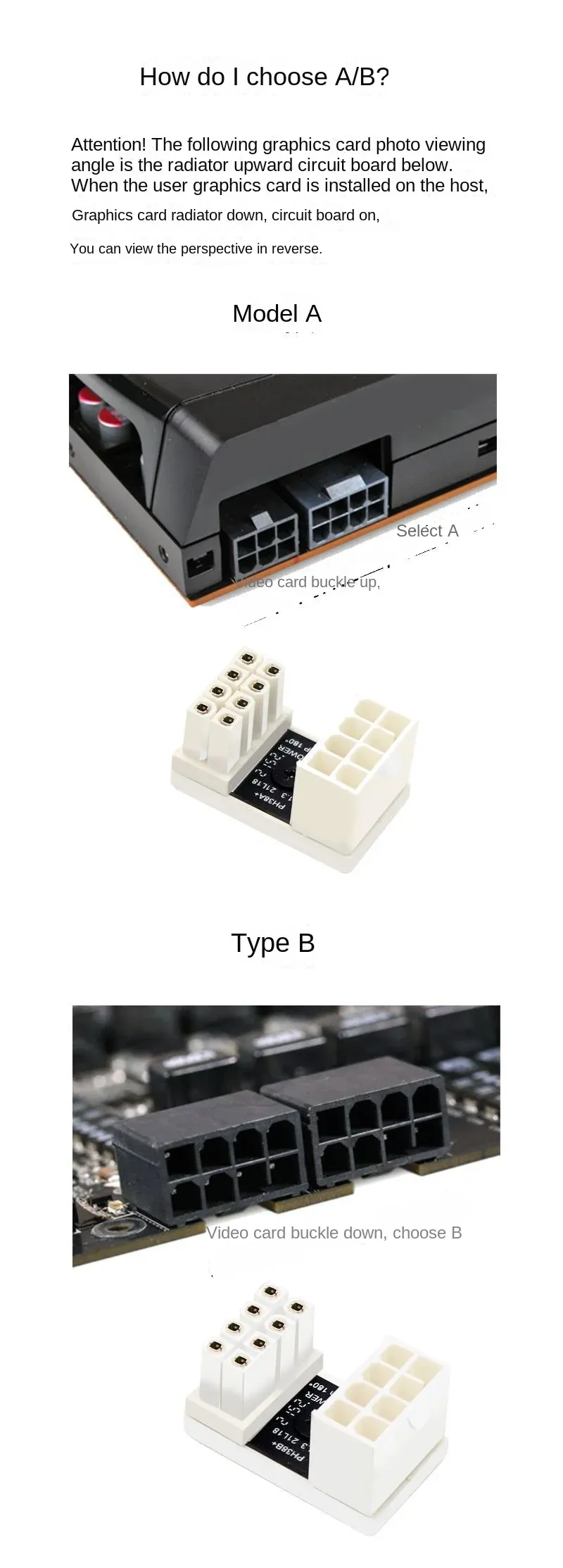 ATX GPU VGA PCIe 8 Pin to 180 Degree Angle Connector Power Adapter ...
