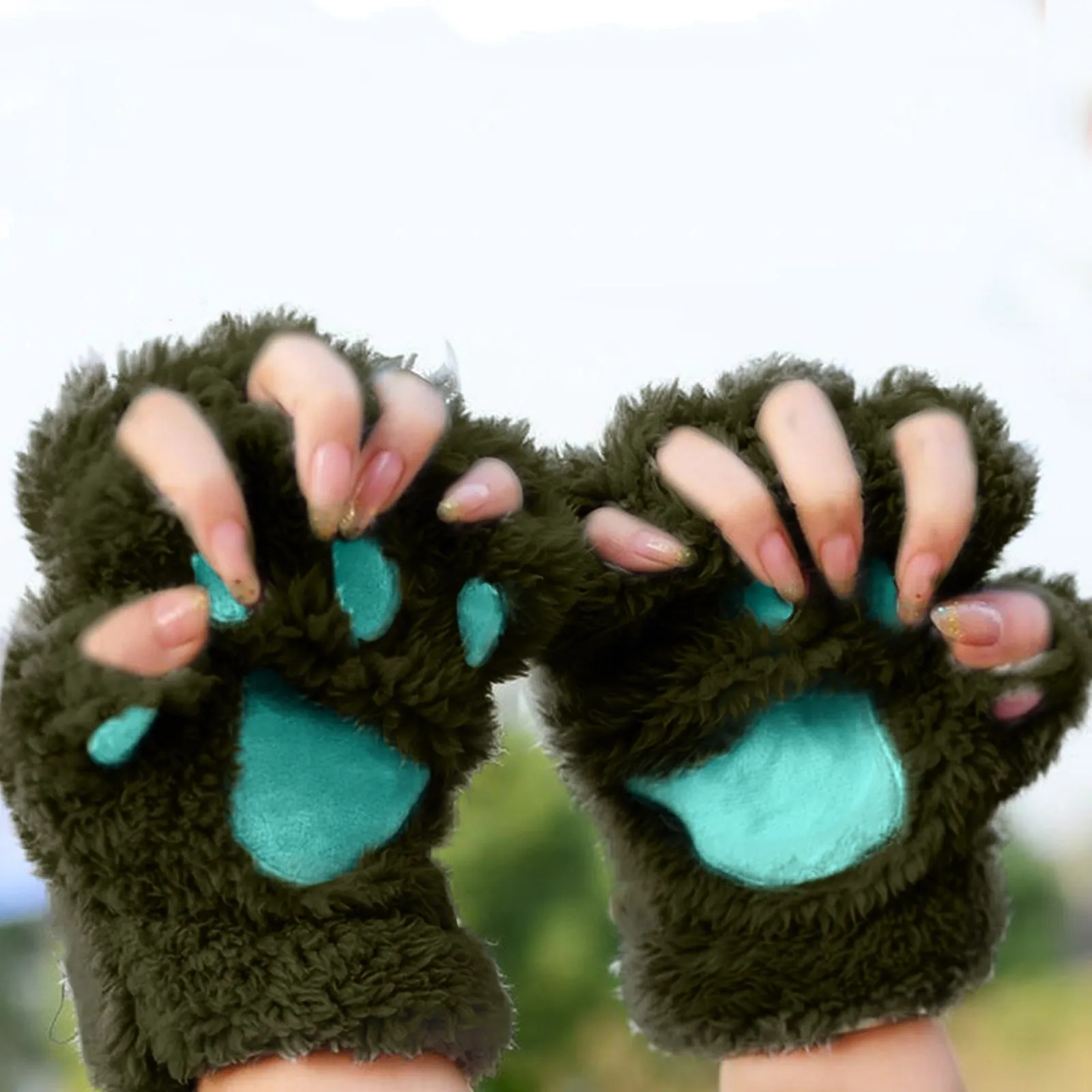 DHgate.com:Cozy Cat Claw Plush Mittens: Adorable Bear Paw Gloves for ...