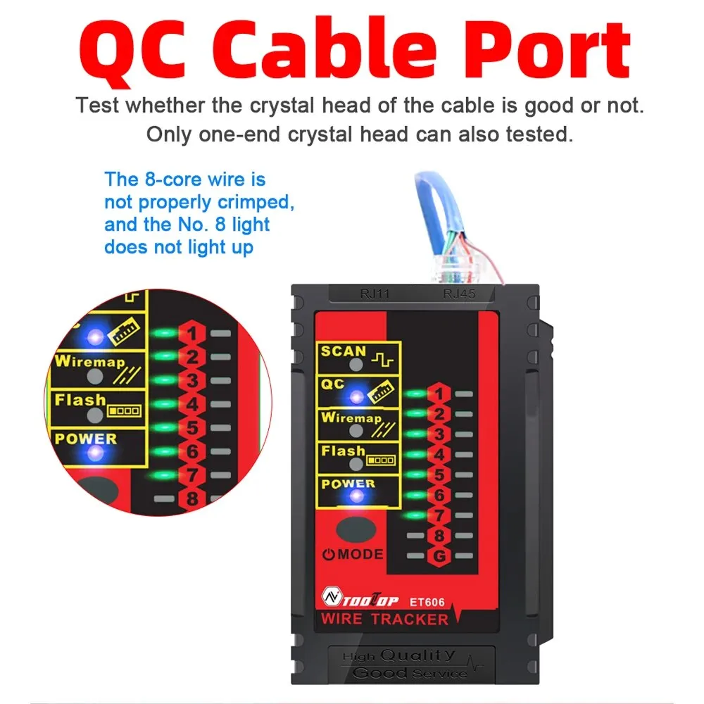 ET606 Network Cable Tester with USB Port: POE Test, 3KM Tracing, Cross ...
