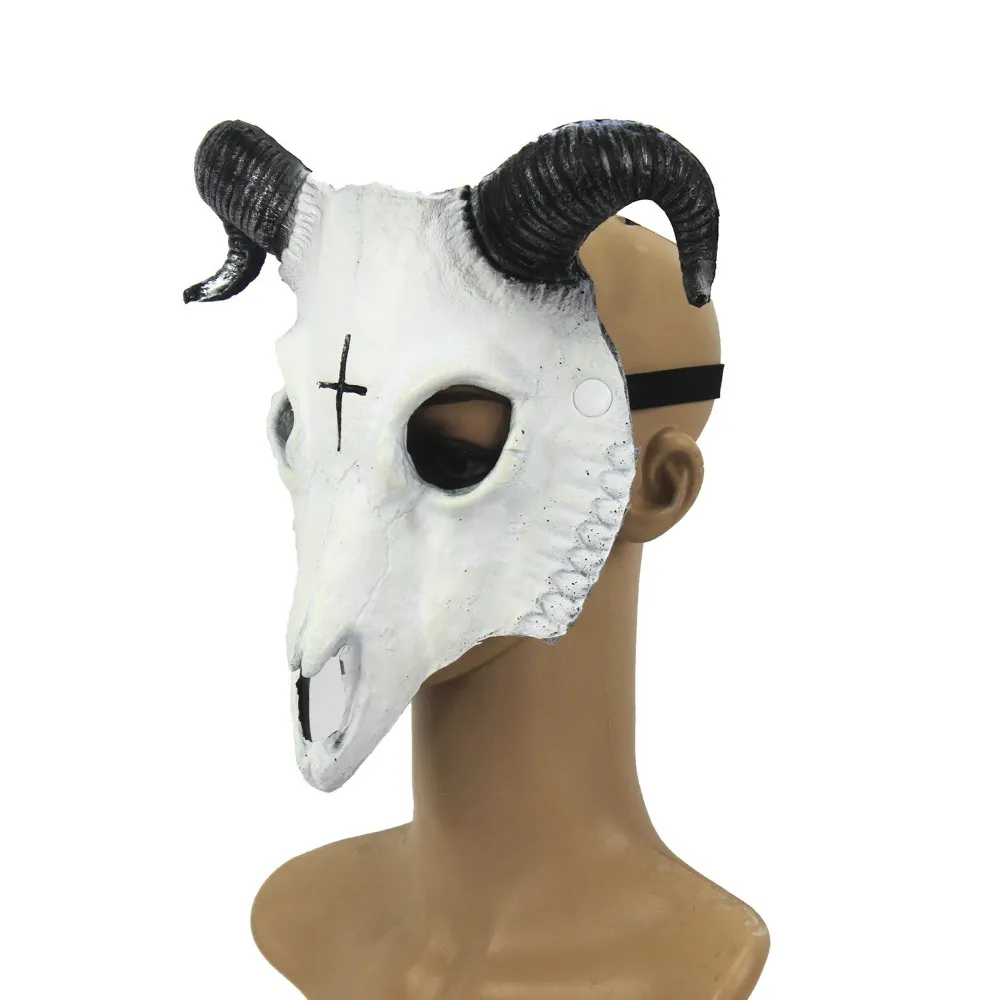 Mask Cosplay: Billy Goat Skull Mask Half Face Sheep Bone Animal Mask ...