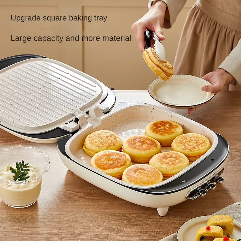 220V Double-Sided Heating Non-Stick Large Deep Crepe Maker Pancake ...
