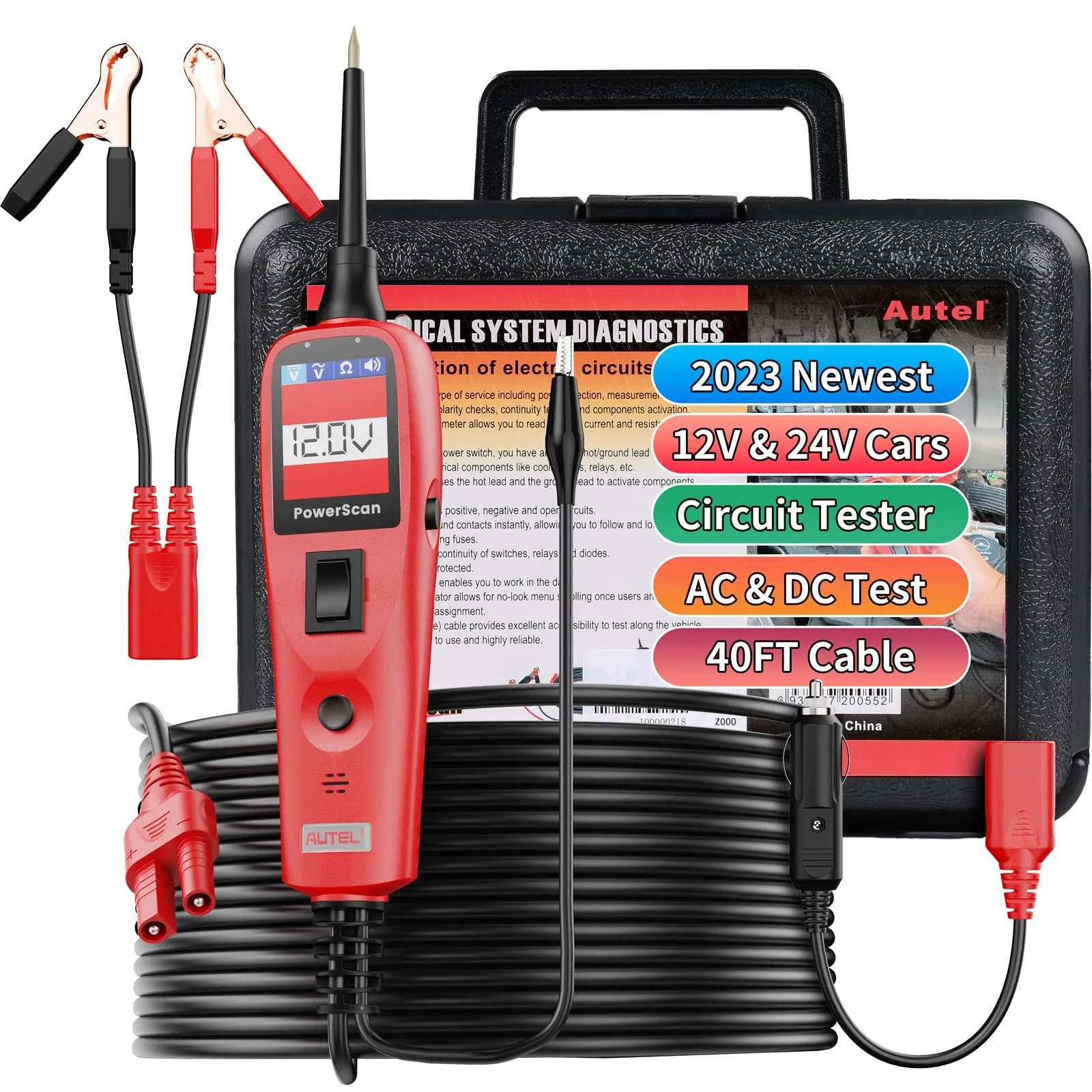 Autel PS100 Power Circuit Probe Tester - 12V/24V automotive scan tool ...