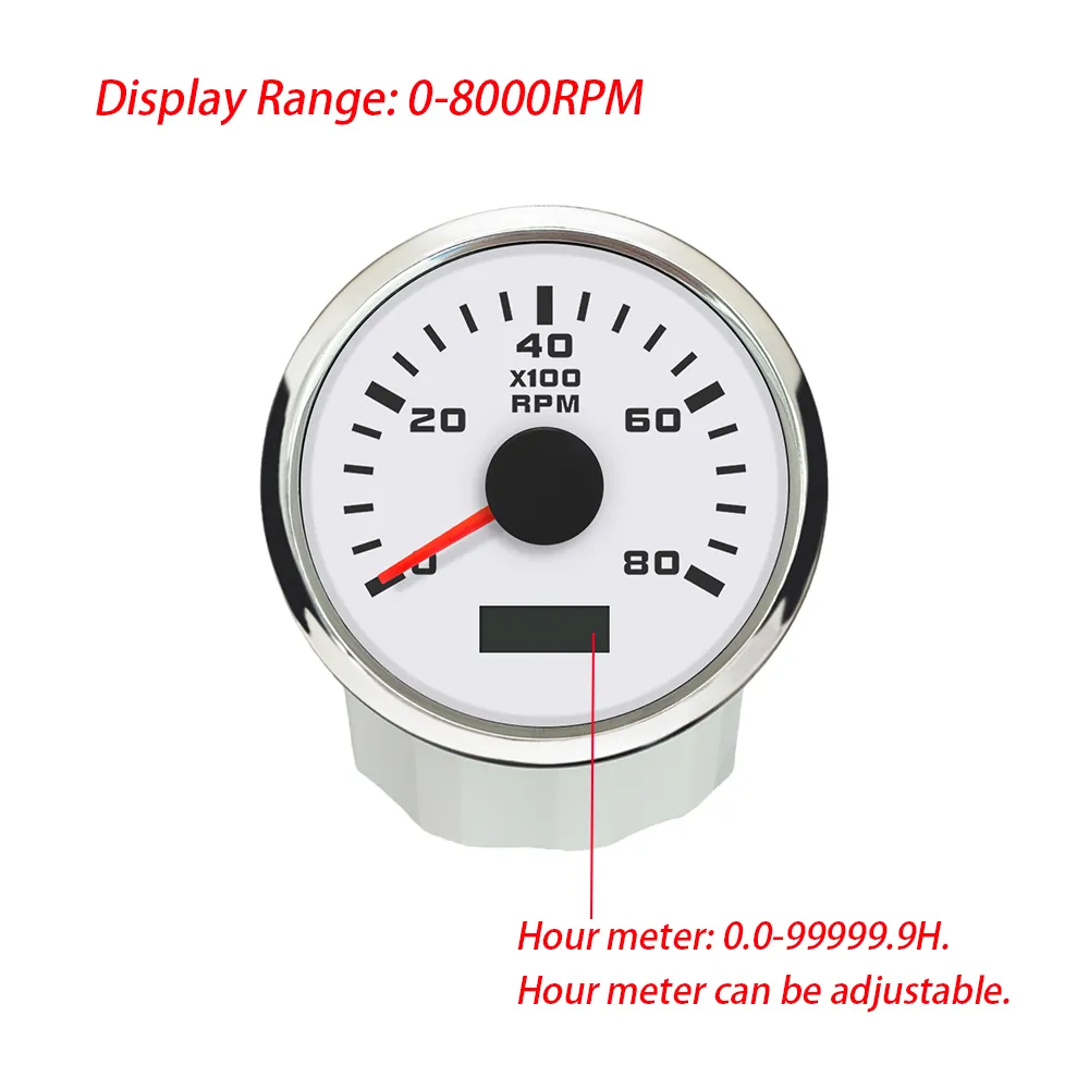 Marine-Grade Tachometer Gauge | 52mm Tachometer w/ Red Backlight | RPM ...