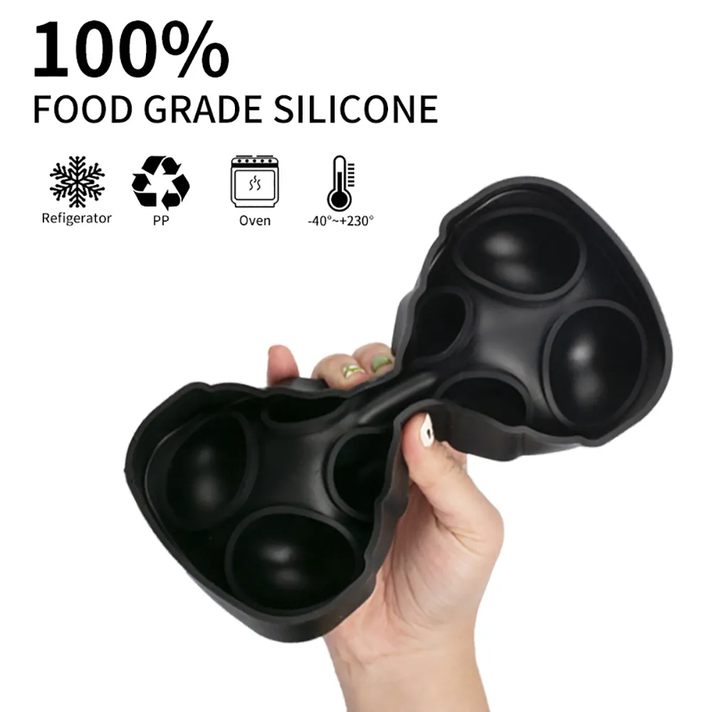 Black Ice Ball & Square Ice Cube Mold 1/4/6/8-Pack | Reusable Silicone ...