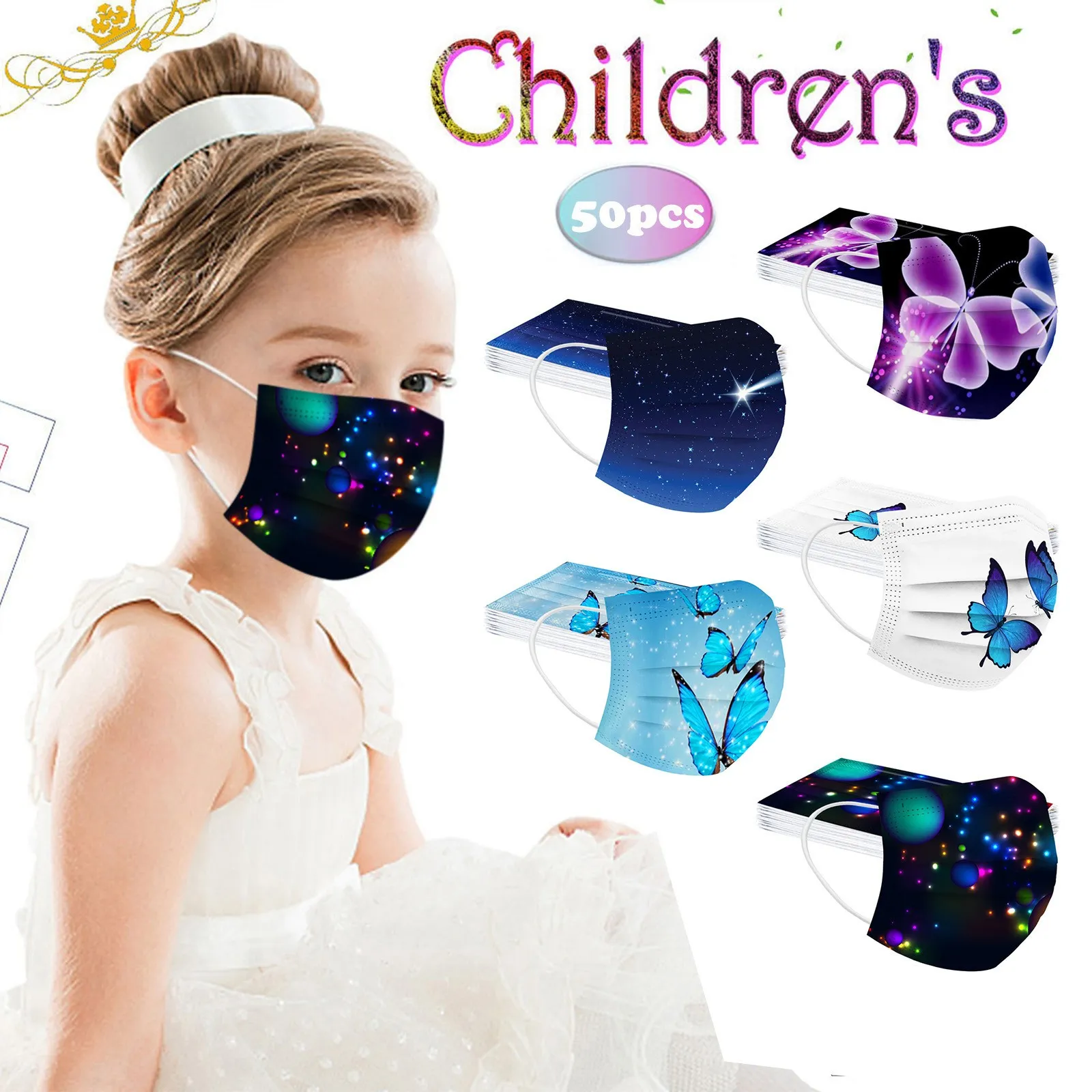 DHgate.com:Butterfly Printed Disposable Face Masks for Kids - 50 Pack ...