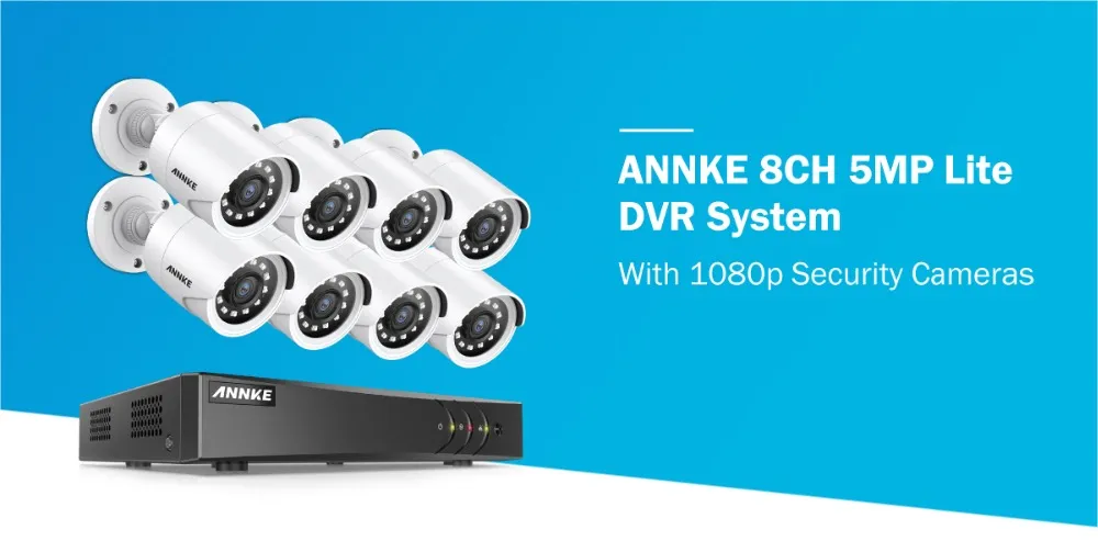DHgate.com:ANNKE 8CH 5MP Lite 5-in-1 DVR w/ 8X 2MP Bullet Cameras, H ...