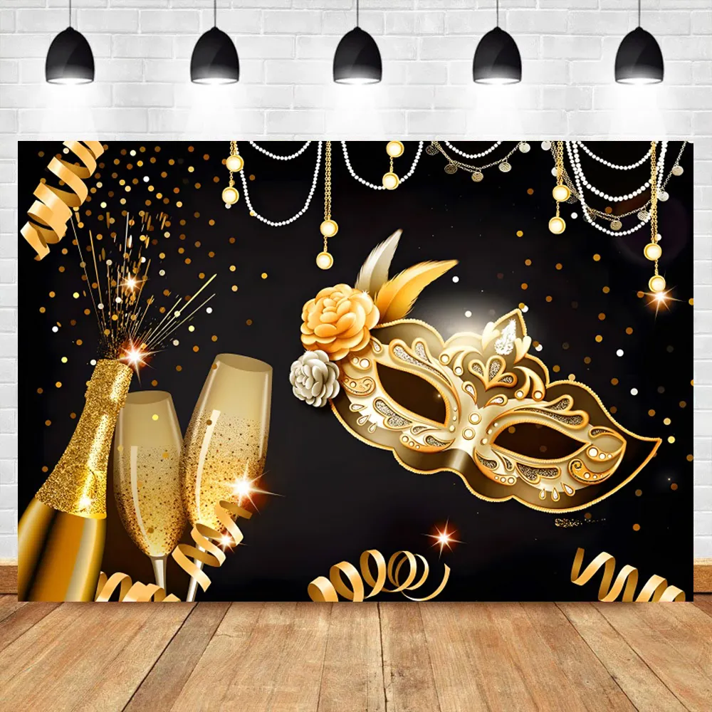 Gold Masquerade Mask Purple And Gold Carnival Backdrop Adult Birthday ...