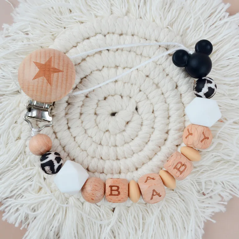 Silicone Teething Pacifier Clip Chain for Babies - Customized Name ...