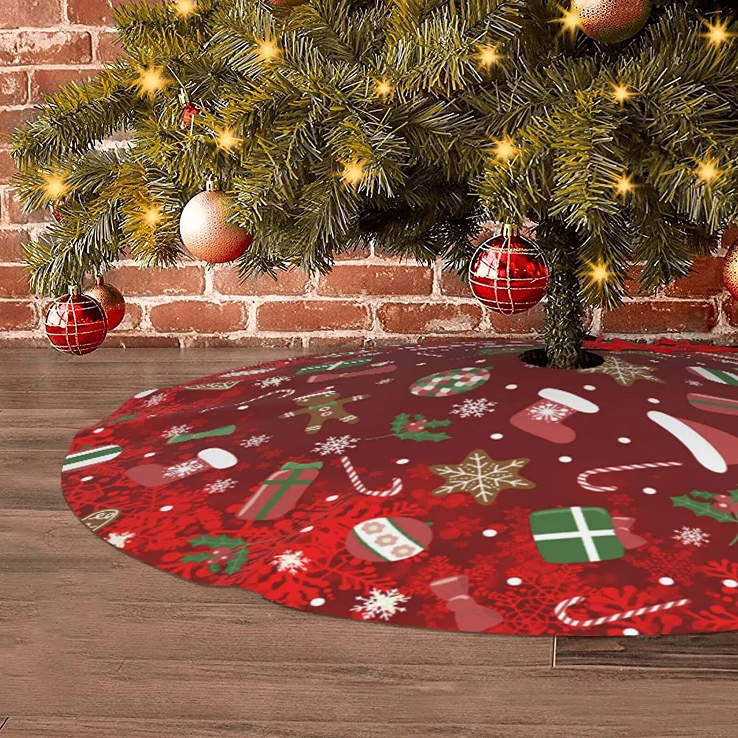 DHgate.com:202435" Rustic Christmas Tree Skirt with 6 Candy Lollipops ...