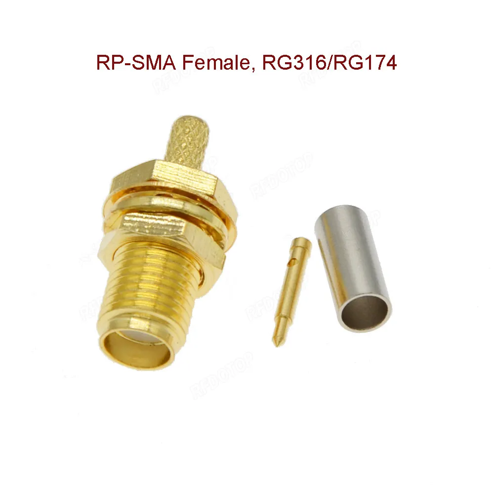 5-Pack SMA/RP-SMA Male/Female Bulkhead Nut: Gold-Plated 50 Ohm RF ...