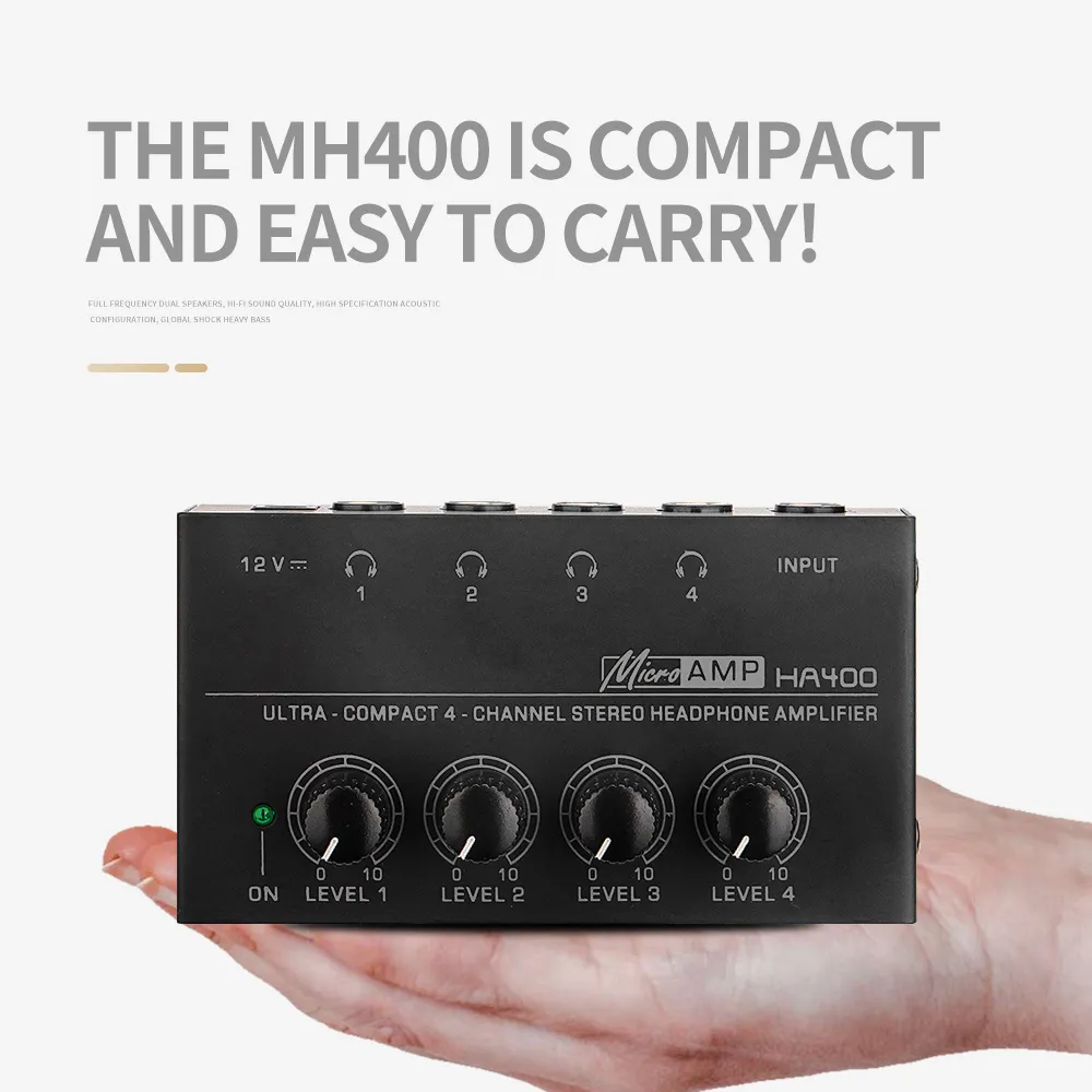 HA400 Mini 4-Channel Headphone Amplifier, Ultra-Compact Stereo Amp with ...