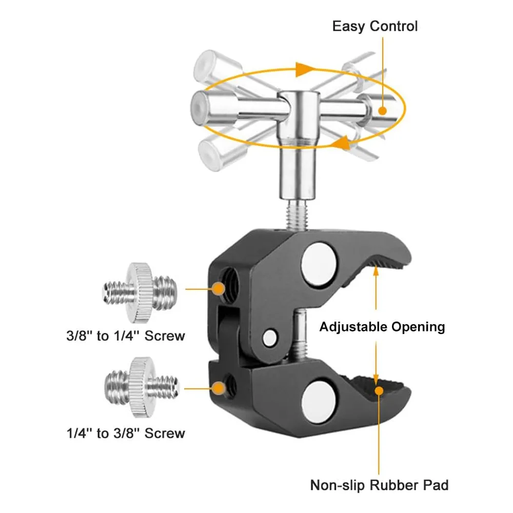 Super Clamp with 1/4'' & 3/8'' Threads, Quick Release Metal Clamp for ...