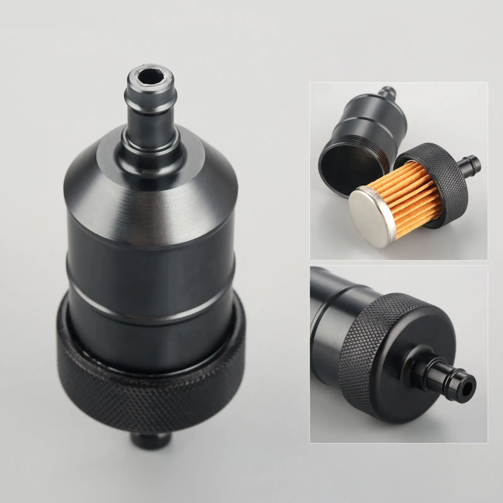 CNC Aluminum Inline Oil Fuel Filter, Universal 8mm Petrol Gas Fuel ...