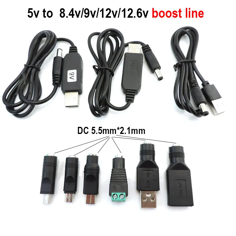 5V USB Adapter To DC Boost Converter: 5V To 5V 9V 12V 12.6V 8.4V Step Up Module With Mini 5Pin ...