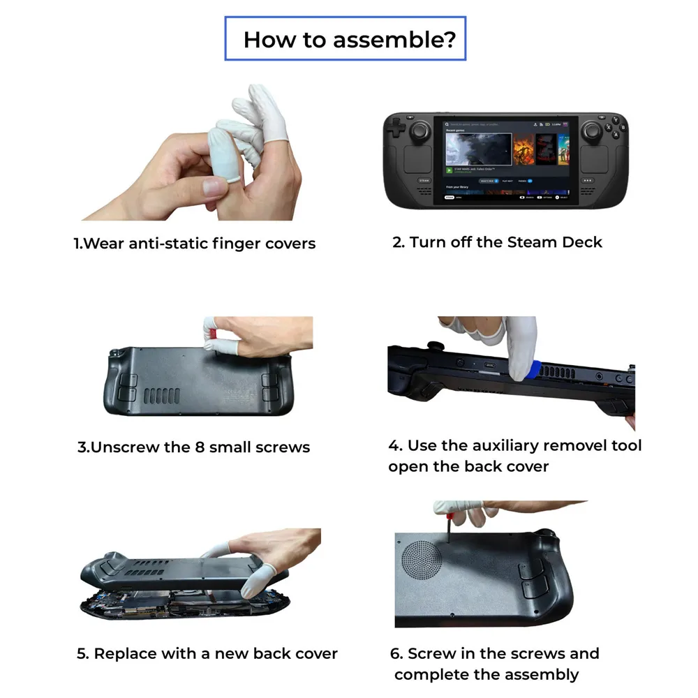 Replacement Back Shell Protective Case for Steam Deck Transparent Black ...