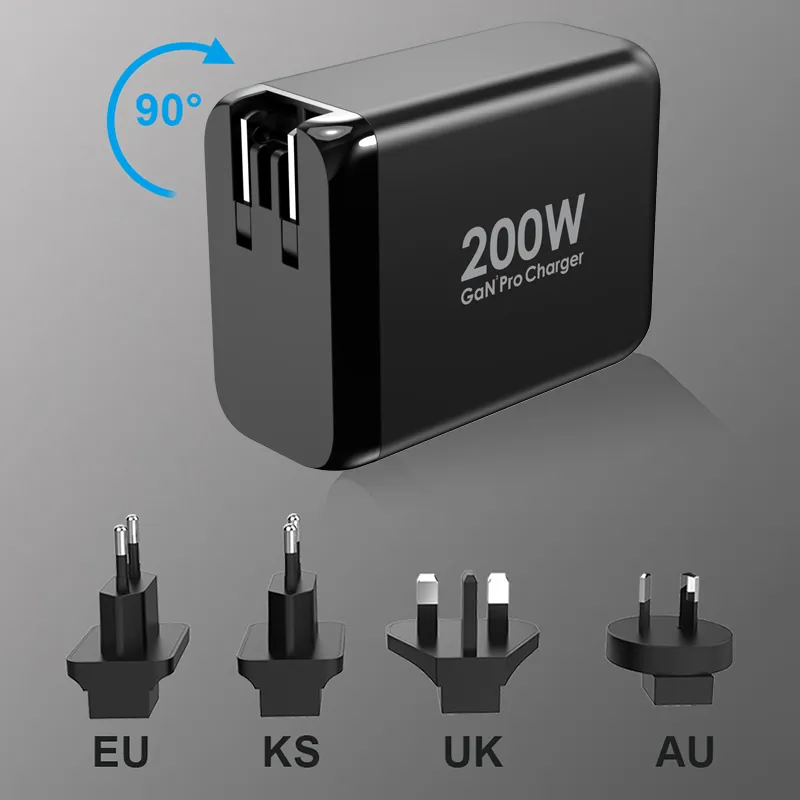 Super Fast 200W USB C Wall Power Adapter With 4 Ports, PD 100W/65W, PPS45W QC For MacBook ...