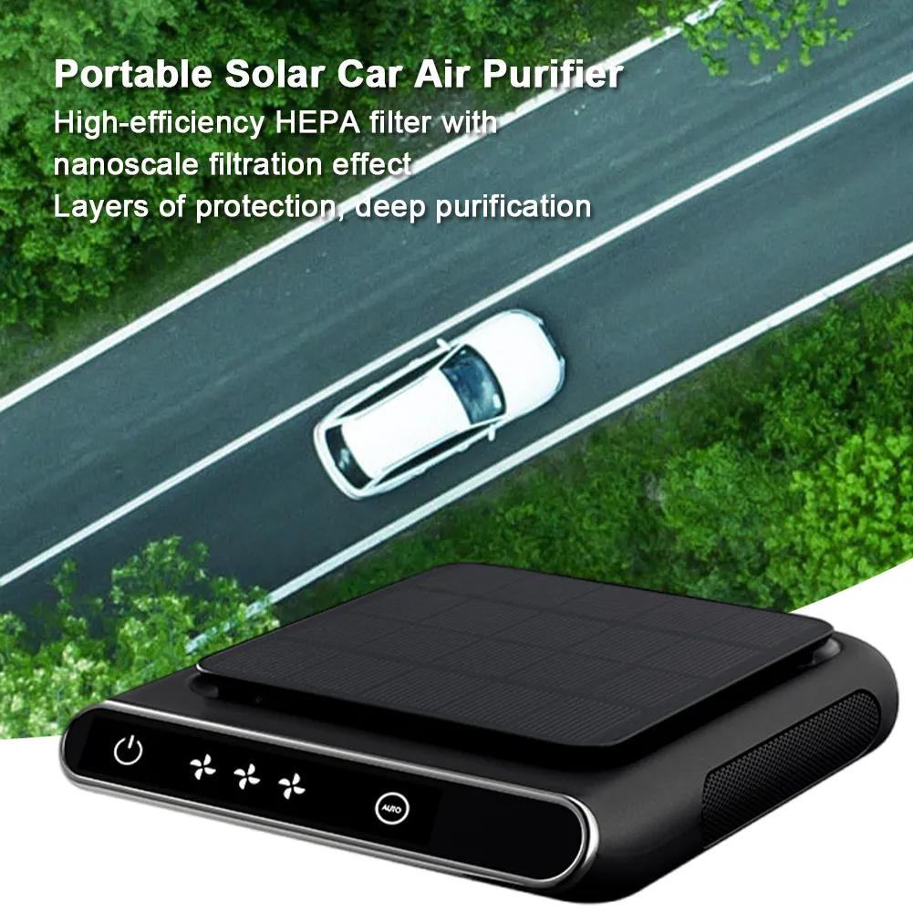 Car Air Purifier HEPA Filter Smoke And Odor Eliminator Solar USB Oxygen ...