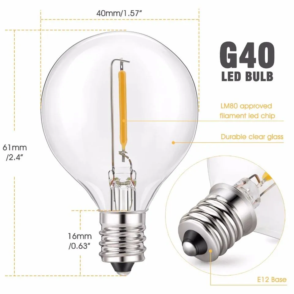 Shatterproof Solar String Lights Replacement Bulbs, DC3V E27/E12 Warm ...