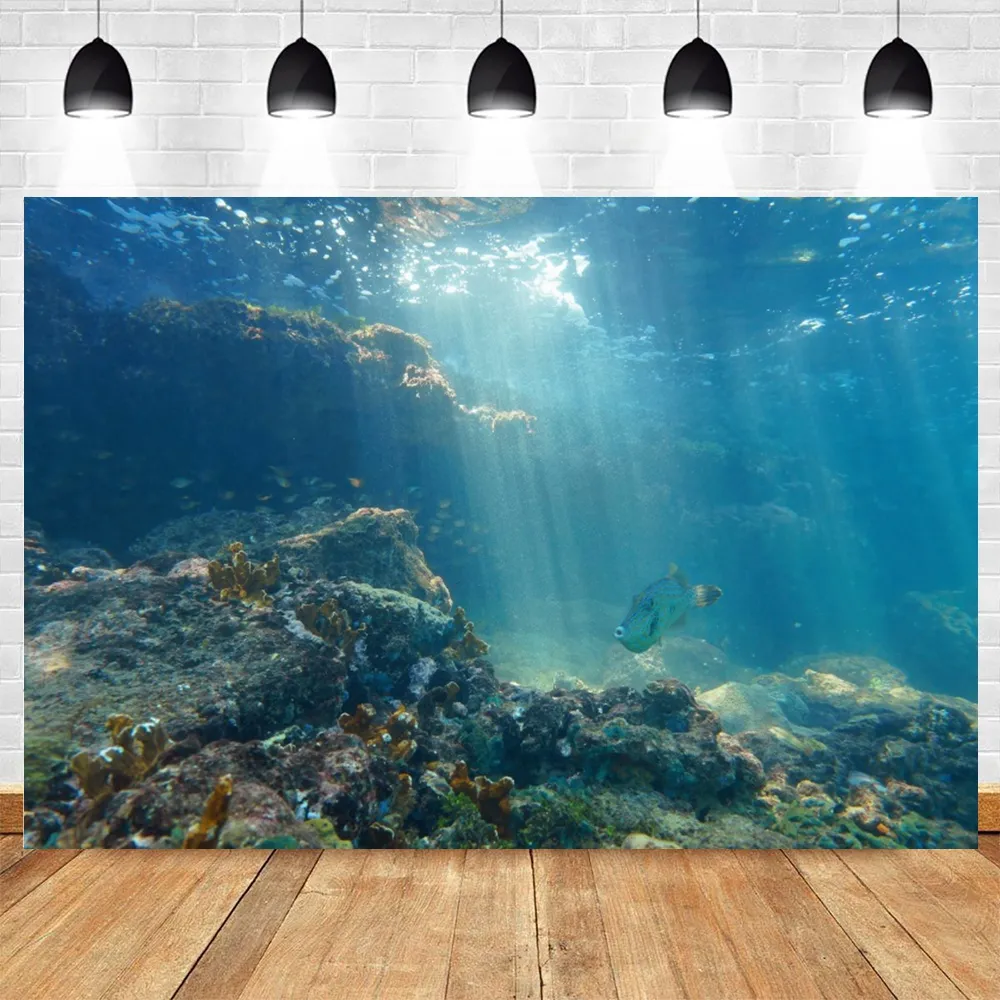 Ocean-themed Underwater Photography backdrop deutsch with Shark, Fish ...