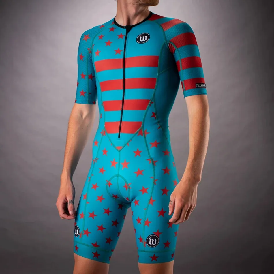 Men's Pro Cycling Skinsuit: Breathable Short-Sleeve Race Speedsuit for ...