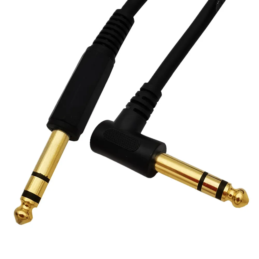 90° TRS Stereo Audio Cable - 1/4 Inch Right-Angle to 6.35mm Male Jack ...