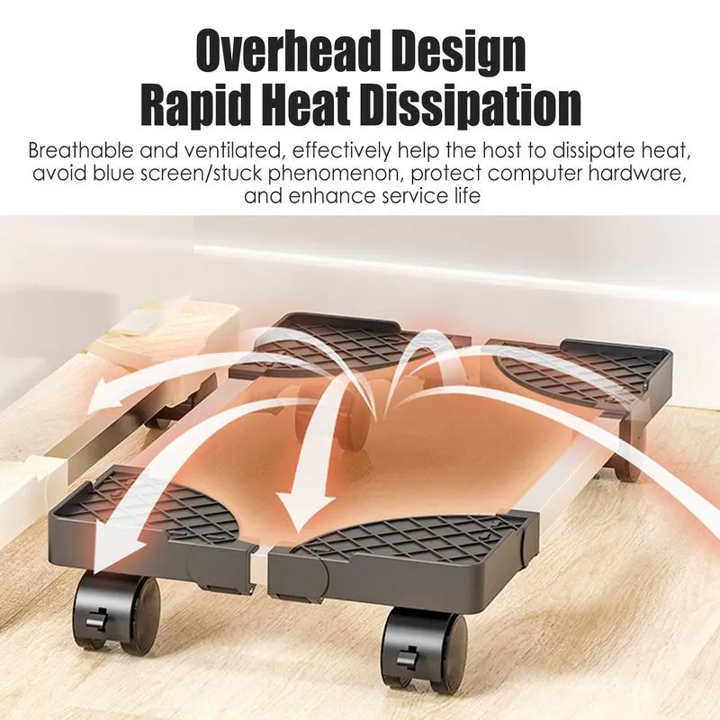 Computer Tower Stand With Rolling Caster Wheels Adjustable Mobile PC ...