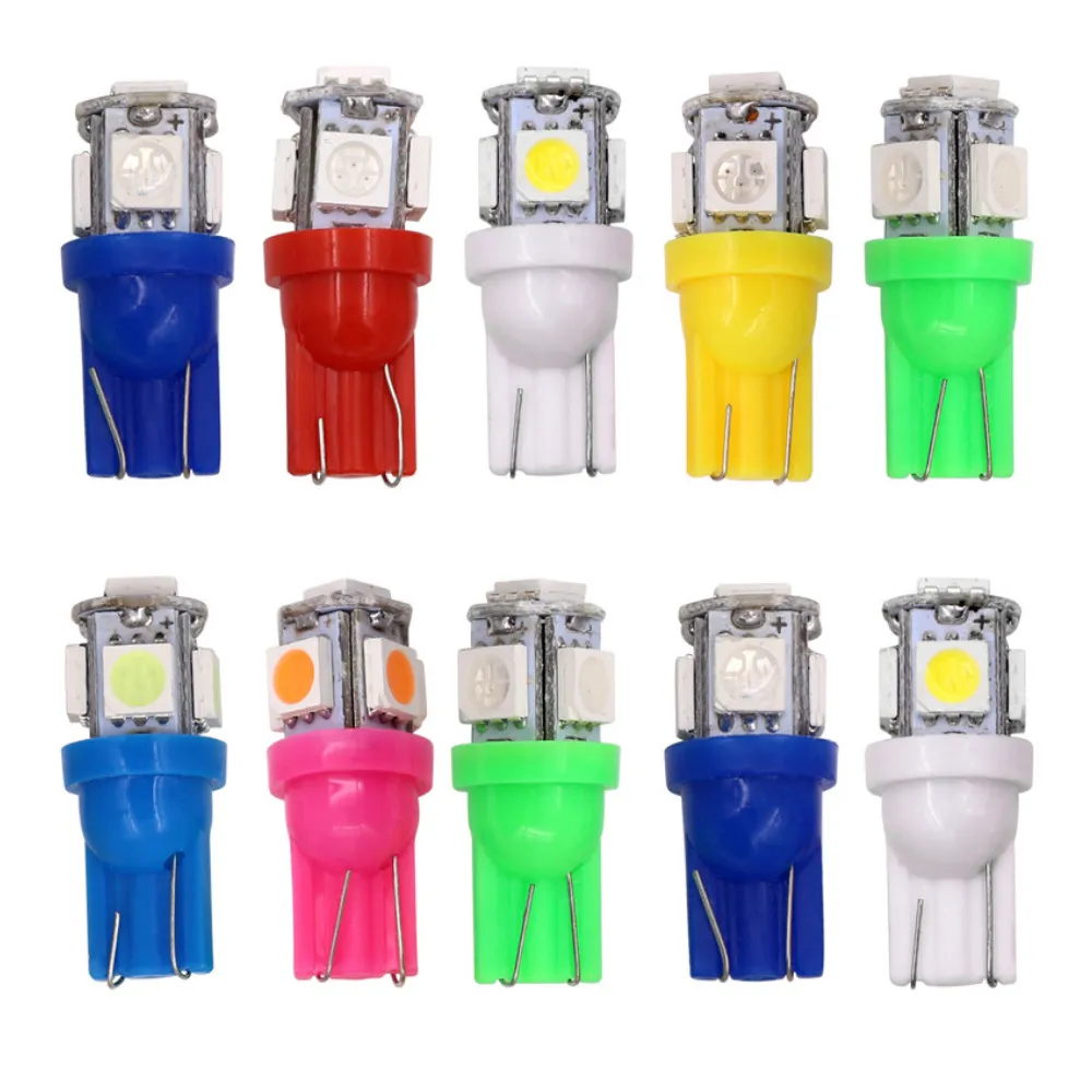 10X Ultra Bright T10 W5W 5W5 LED Signal Light Bulbs, 5050 5-SMD White ...