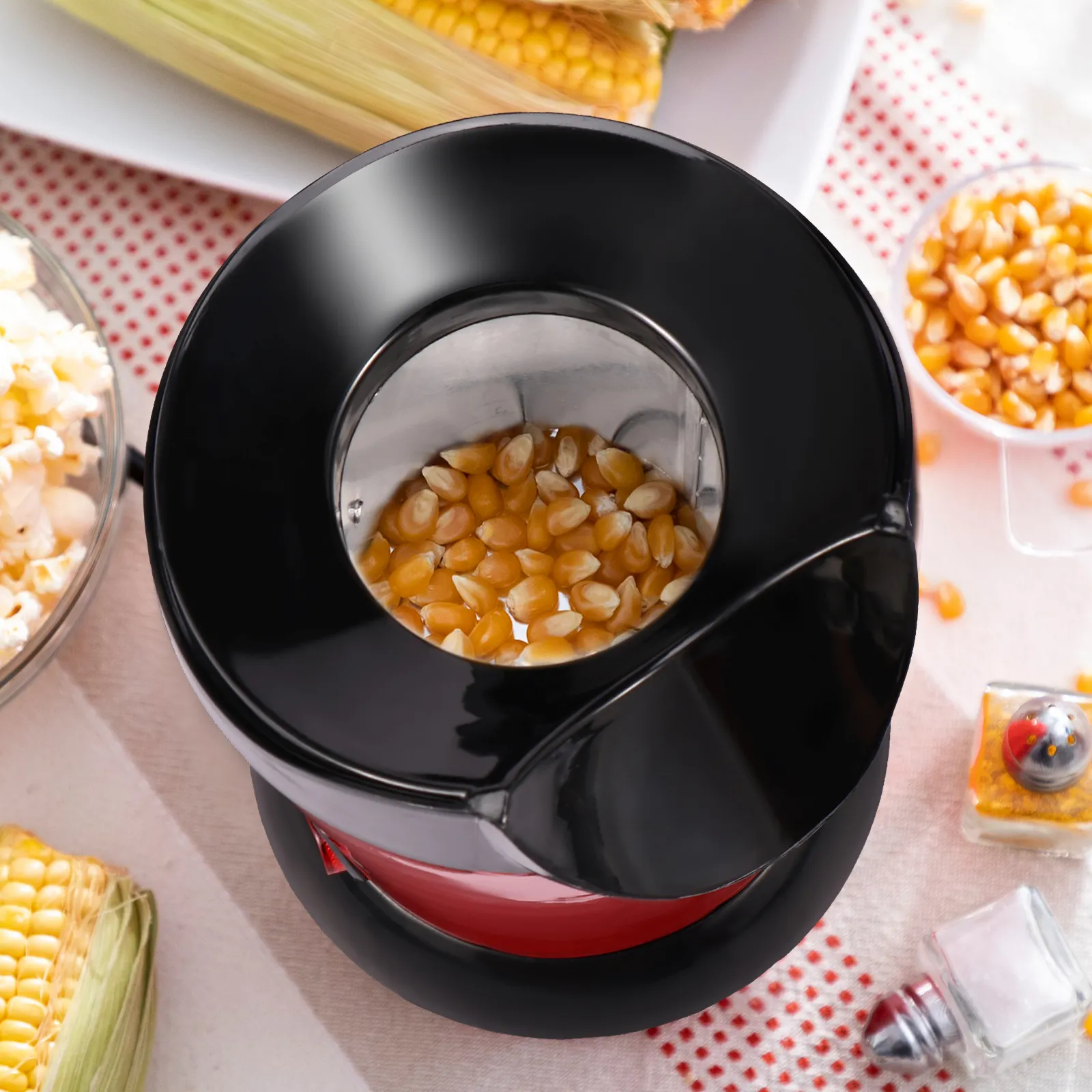 Electric Healthy Air Popcorn Maker Machine with Measuring Cup Top Lid ...