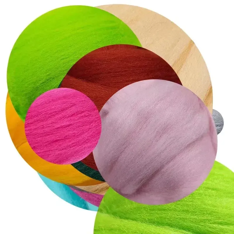 Premium Wool Fiber for Needle Felting, Wet Felting: 66S Basic Colors ...