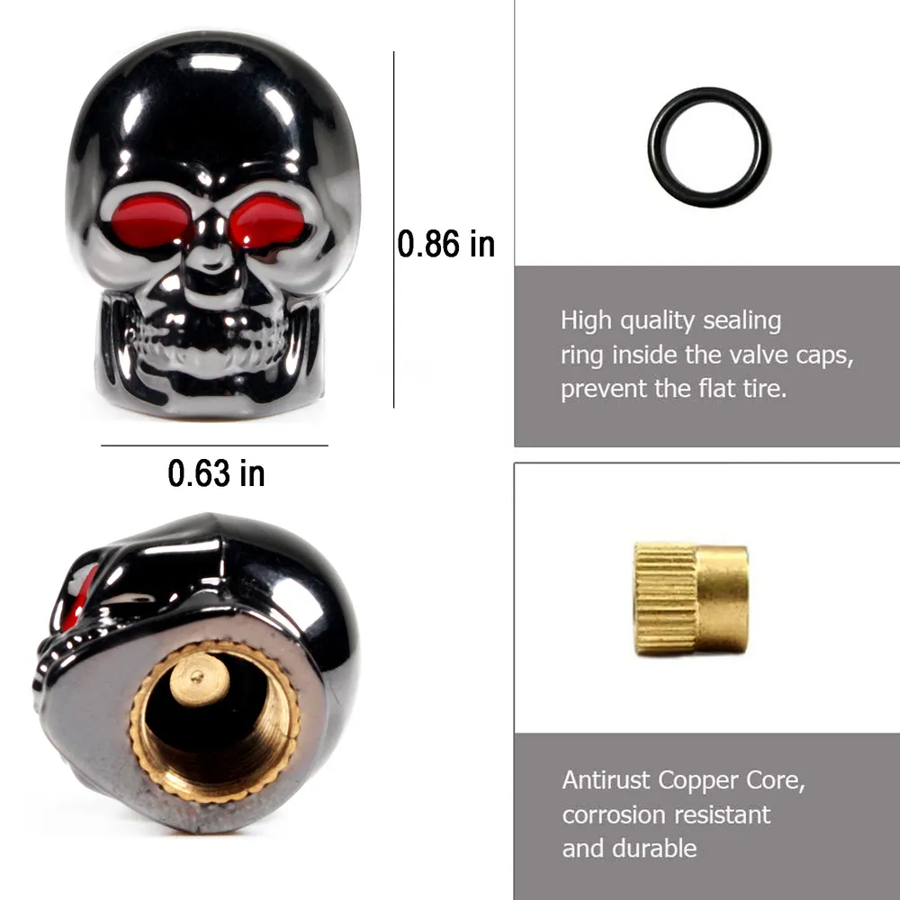 DSYCAR Universal Car Skull Style Antirust Copper Core Motorcycle Bike ...