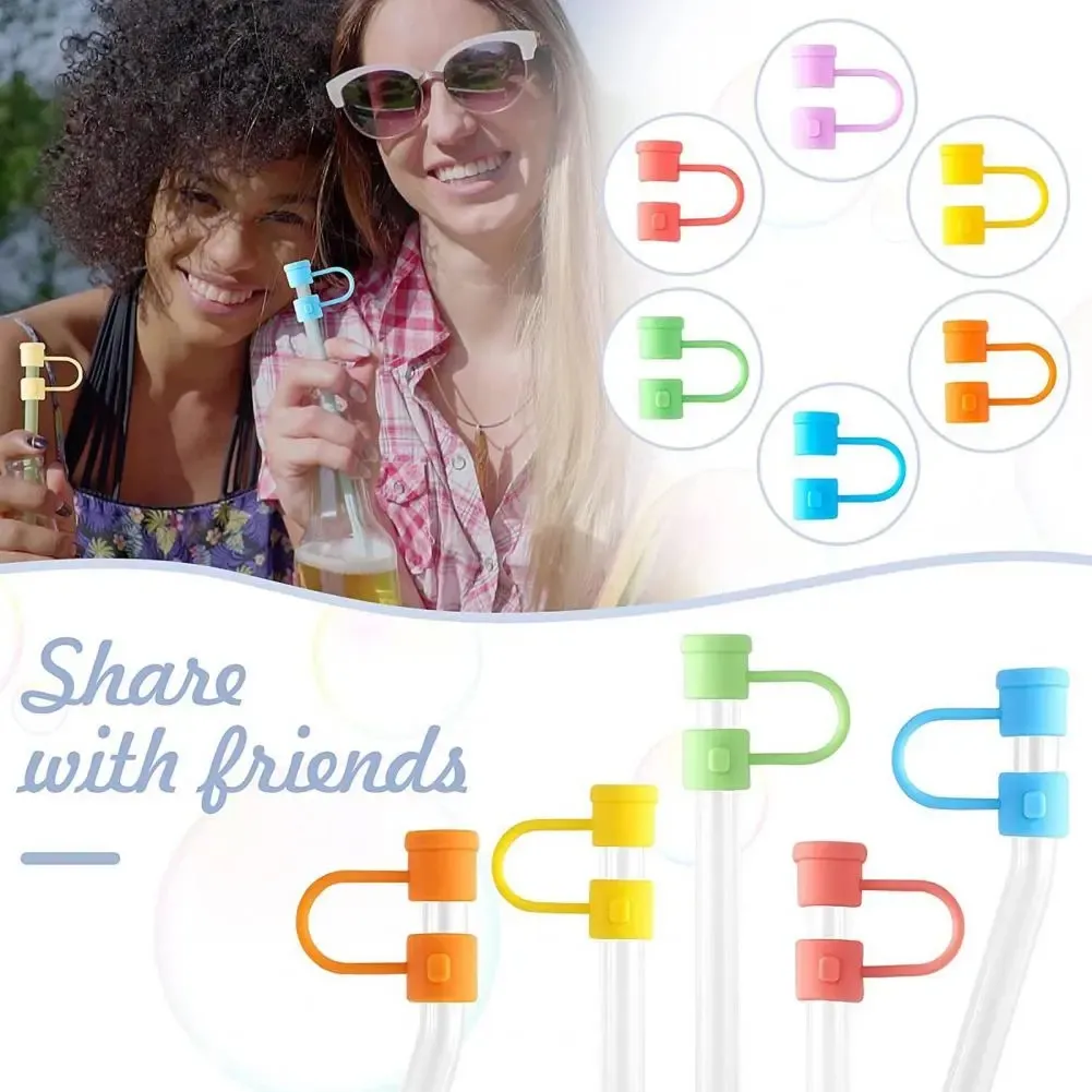 Silicone Straw Tip Covers Reusable Lids Dust-Proof Colorful Straw Plugs ...