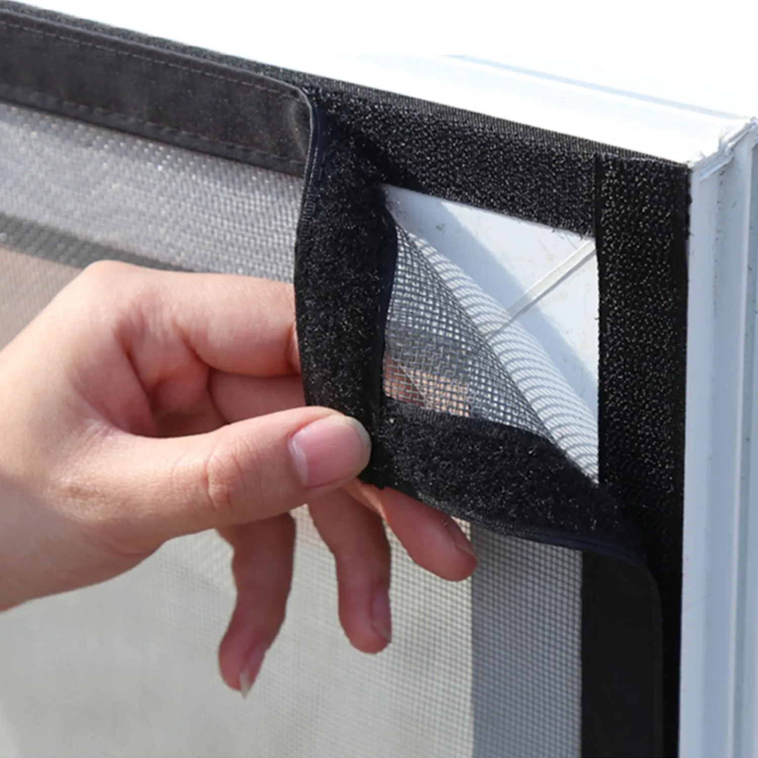 Self-adhesive window screen with adjustable gauze, removable washable ...