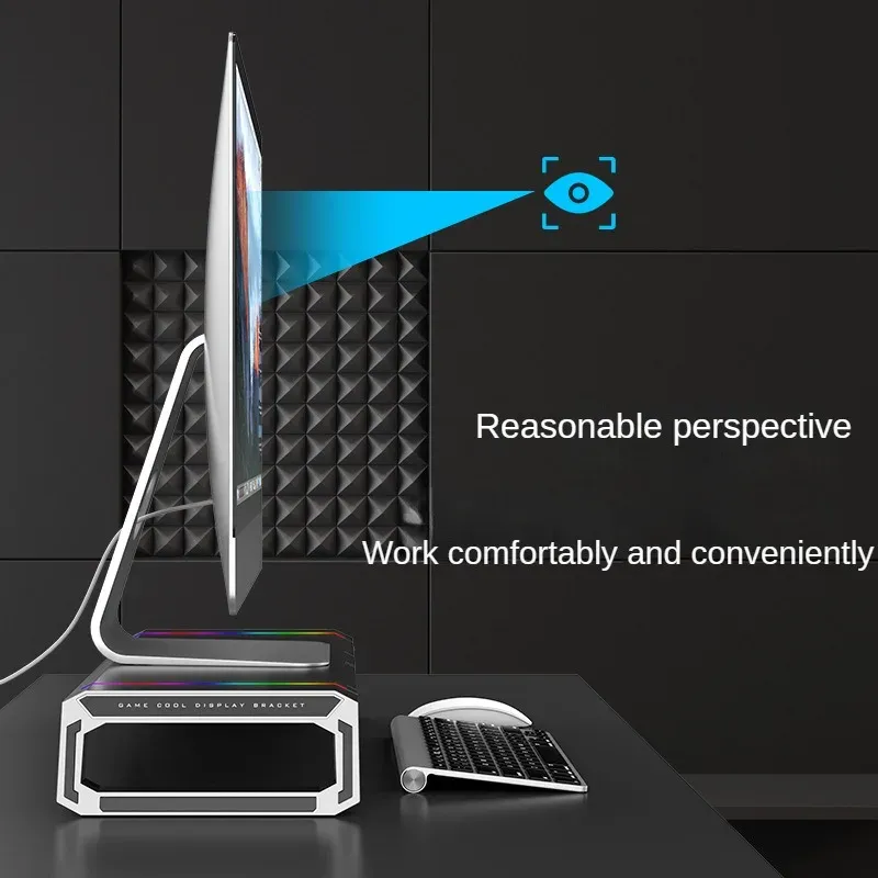 Foldable RGB Gaming Monitor Stand With 4 USB Ports, Mobile Storage ...