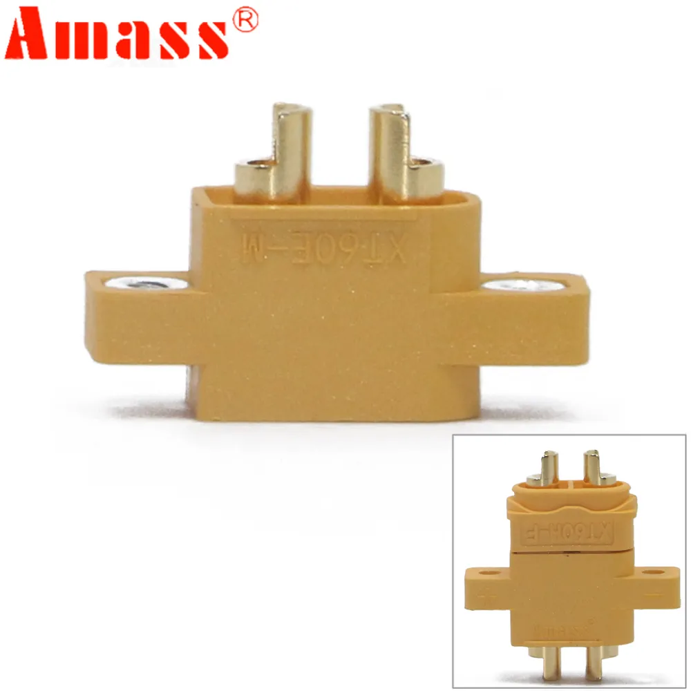 2/AMASS XT60E-M Gold-Plated Brass Male Plug Connector Screws, Mountable Lipo Battery Connector ...