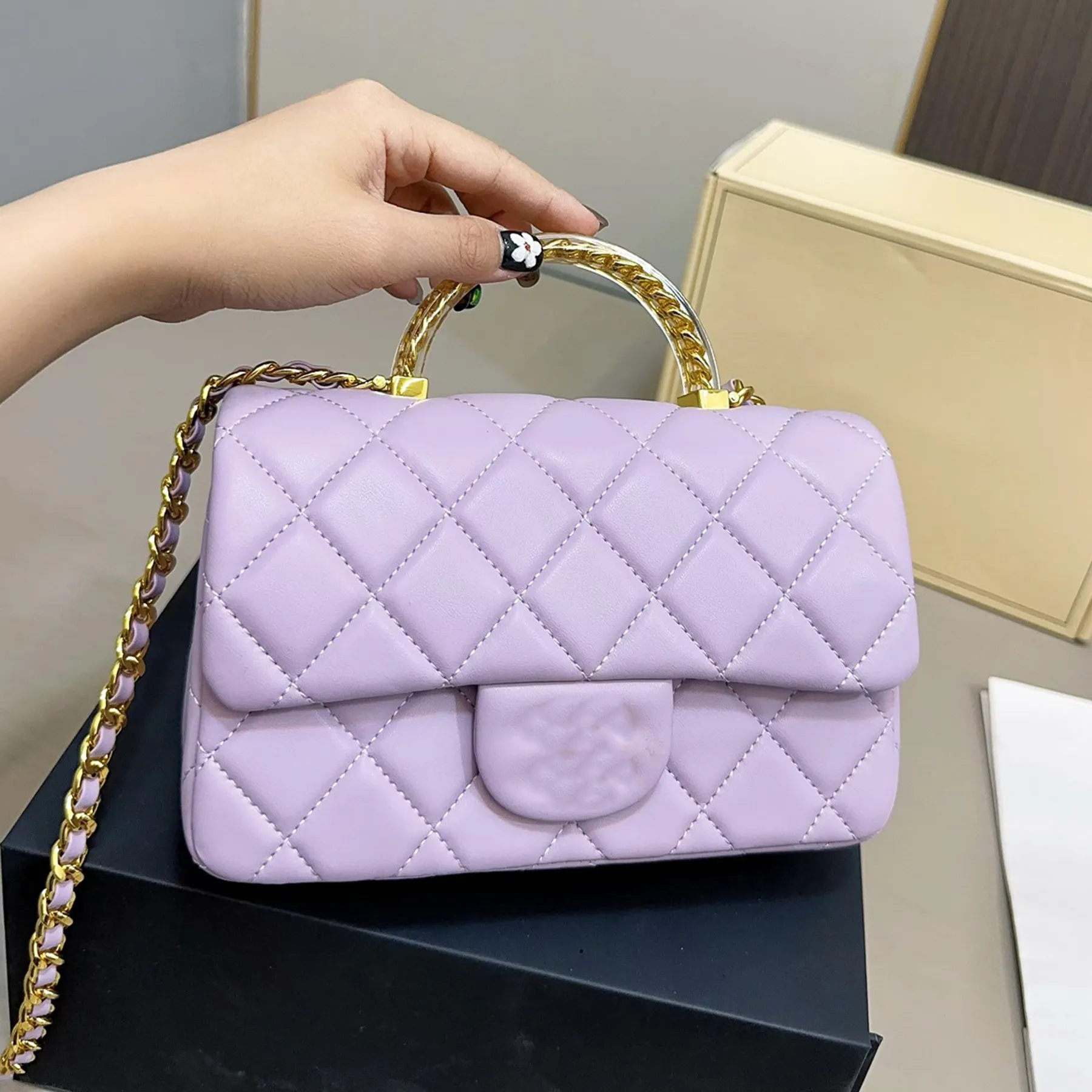 New FLAP BAG WITH TOP HANDLE Luxury Designer Genuine... From Rtwrse ...