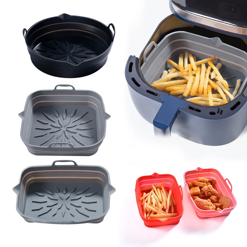 Silicone Air Fryer Baking Tray: Folding, High-Heat Resistant, Round ...